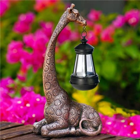Accents | Giraffe Statue W Solar Lantern 11 Giraffe Decor W Solar ...
